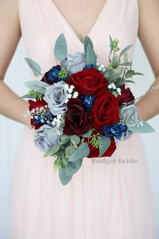 Red and Wine Wedding Flower Bouquet / – Budget-Bride