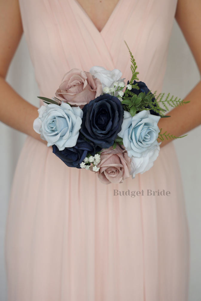 Mauve and Navy Blue Wedding Bouquet / – Budget-Bride
